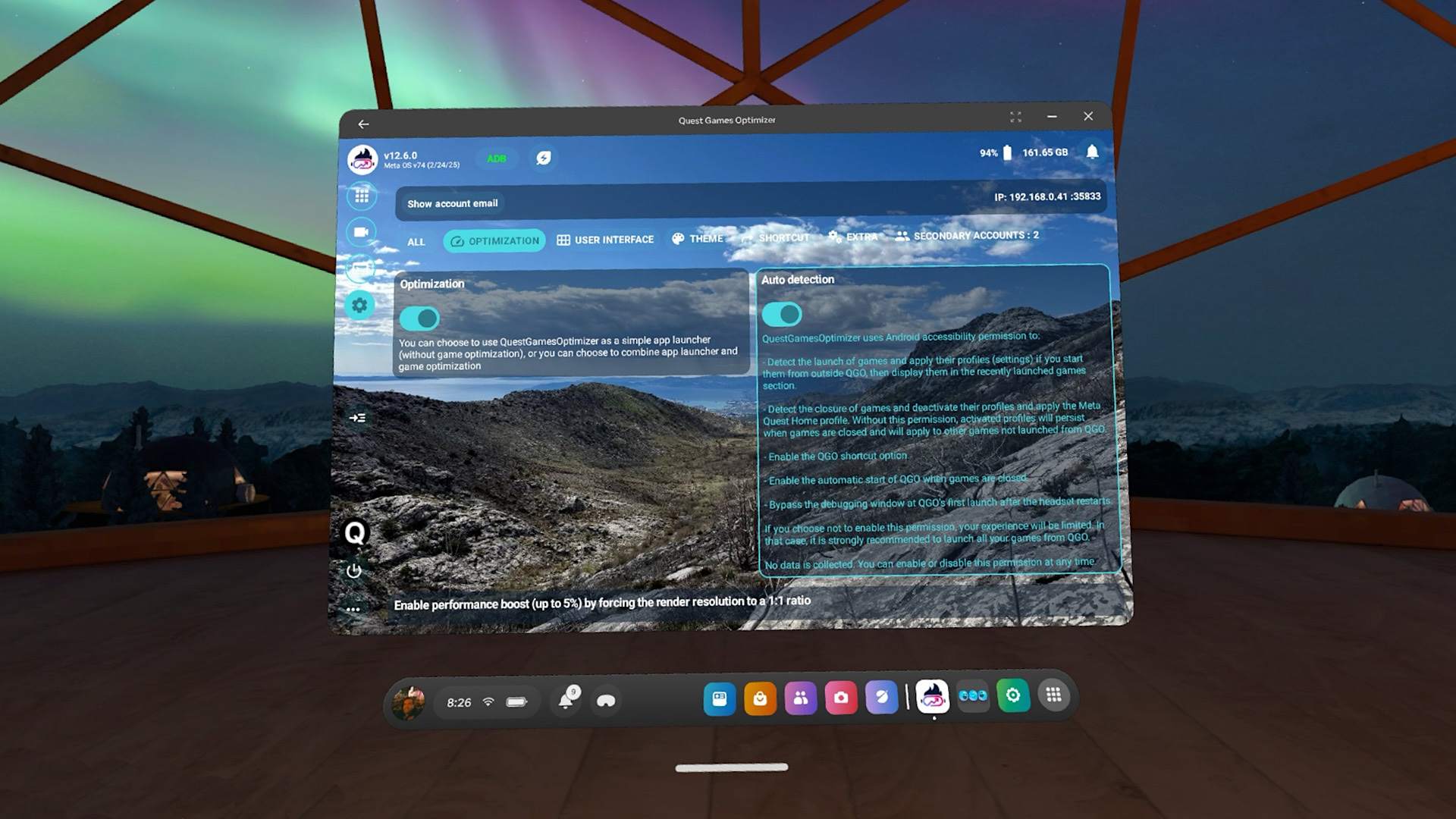 The UI of Quest Games Optimizer becomes more customizable